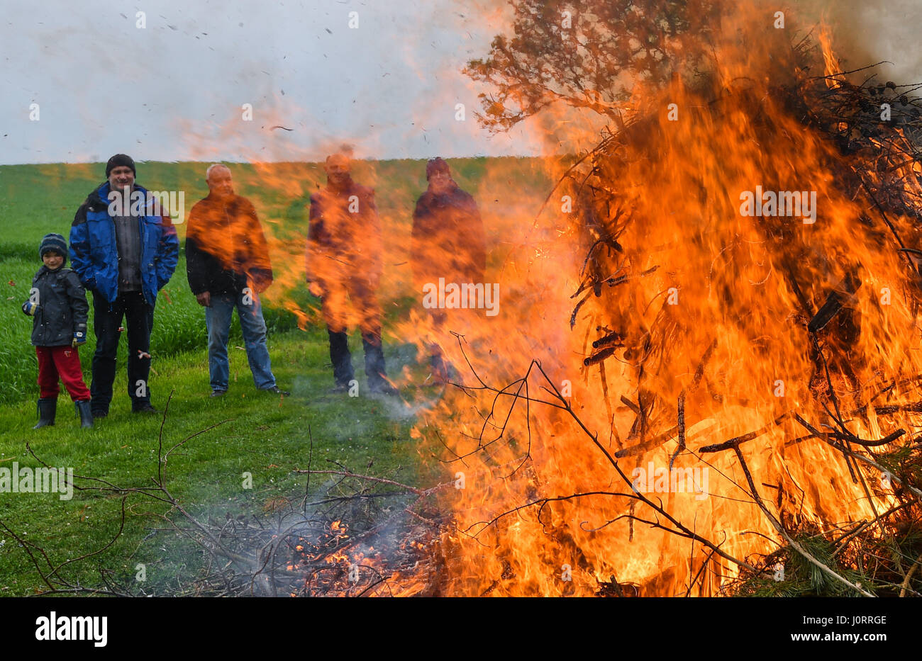 An Easter fire burns in a Garden in Petersdorf, Germany, 15 April 2017 ...