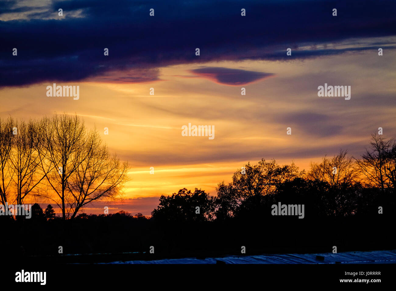 Tuesley Farm, Godalming. 15th April 2017. A beautiful sunset over the ...