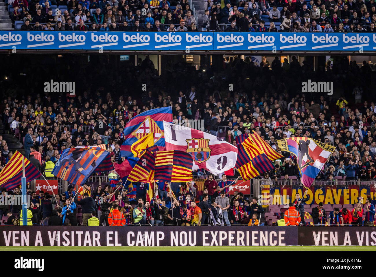 Barcelona, Catalonia, Spain. 15th Apr, 2017. The fans of the FC ...