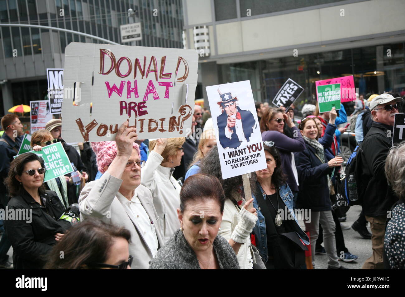 New York, US. - 15th. Apr, 2017 – Protesters in 150 US cities marched ...