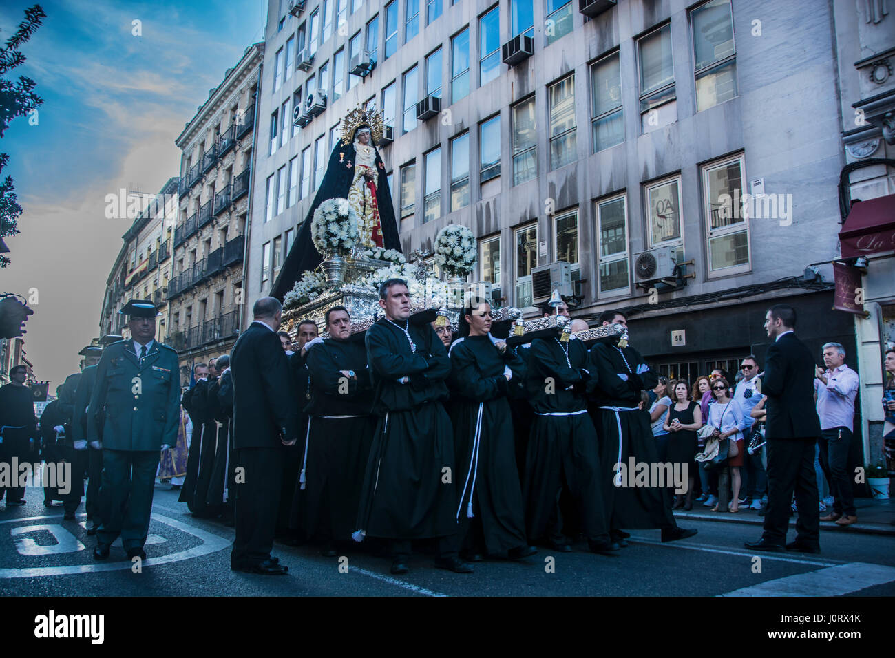 Madrid, Spain. 15th Apr, 2017. La soledad procession in the holly week ...