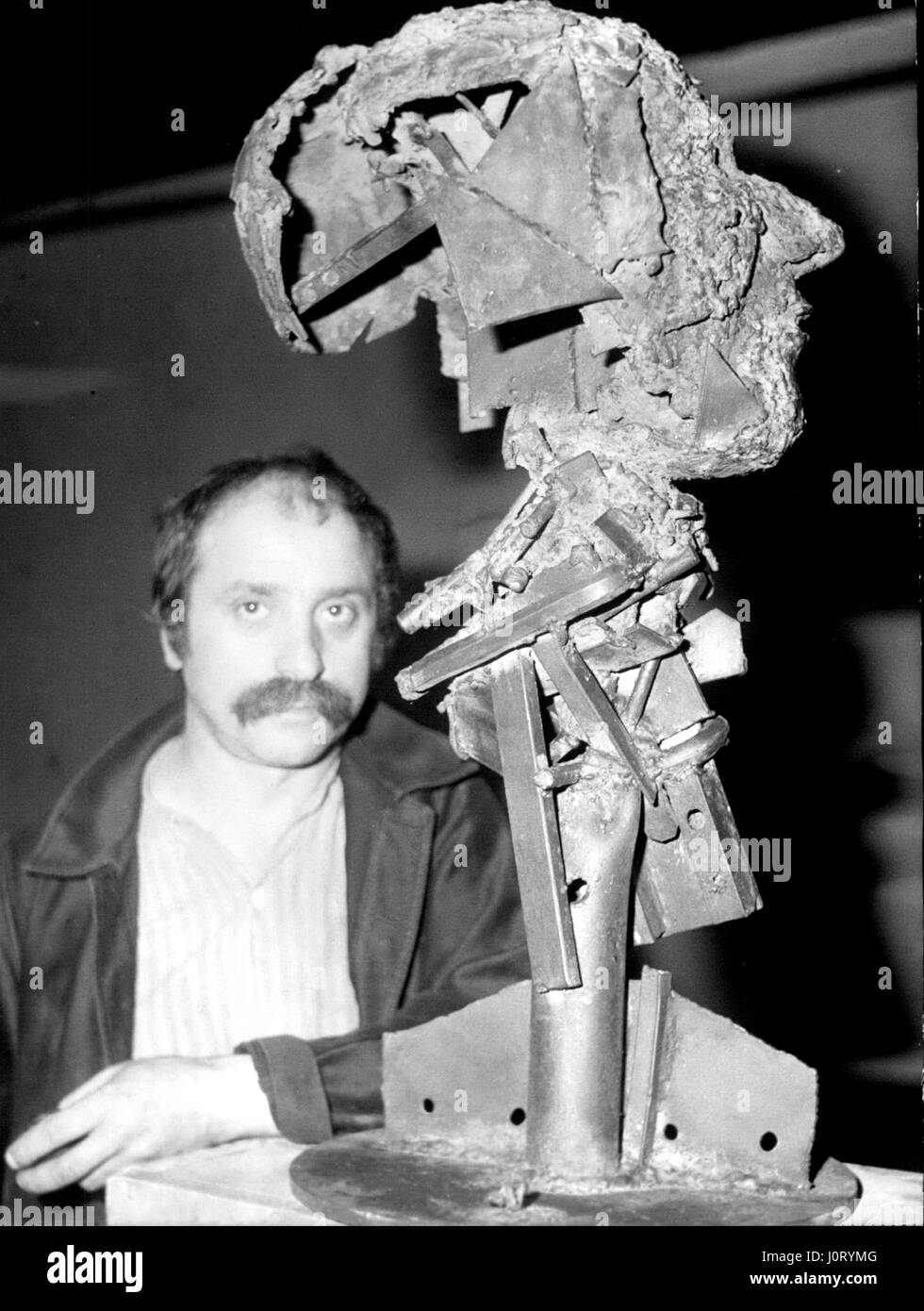 Jun. 17, 1965 - Modern Sculptor And Old Iron Statue: Three modern ...