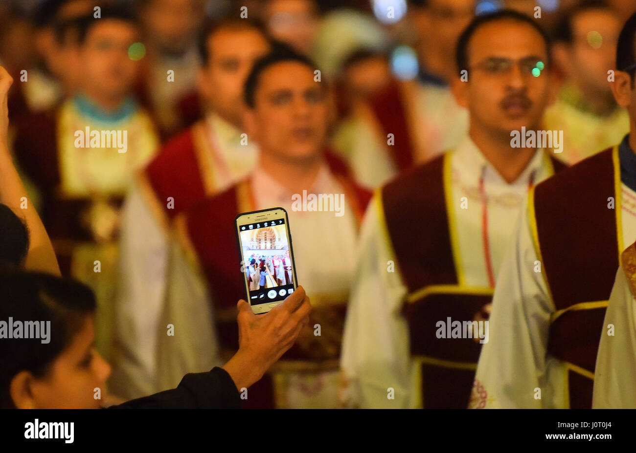 Cairo, Egypt. 15th Apr, 2017. Egyptian Coptic Christians take part in ...