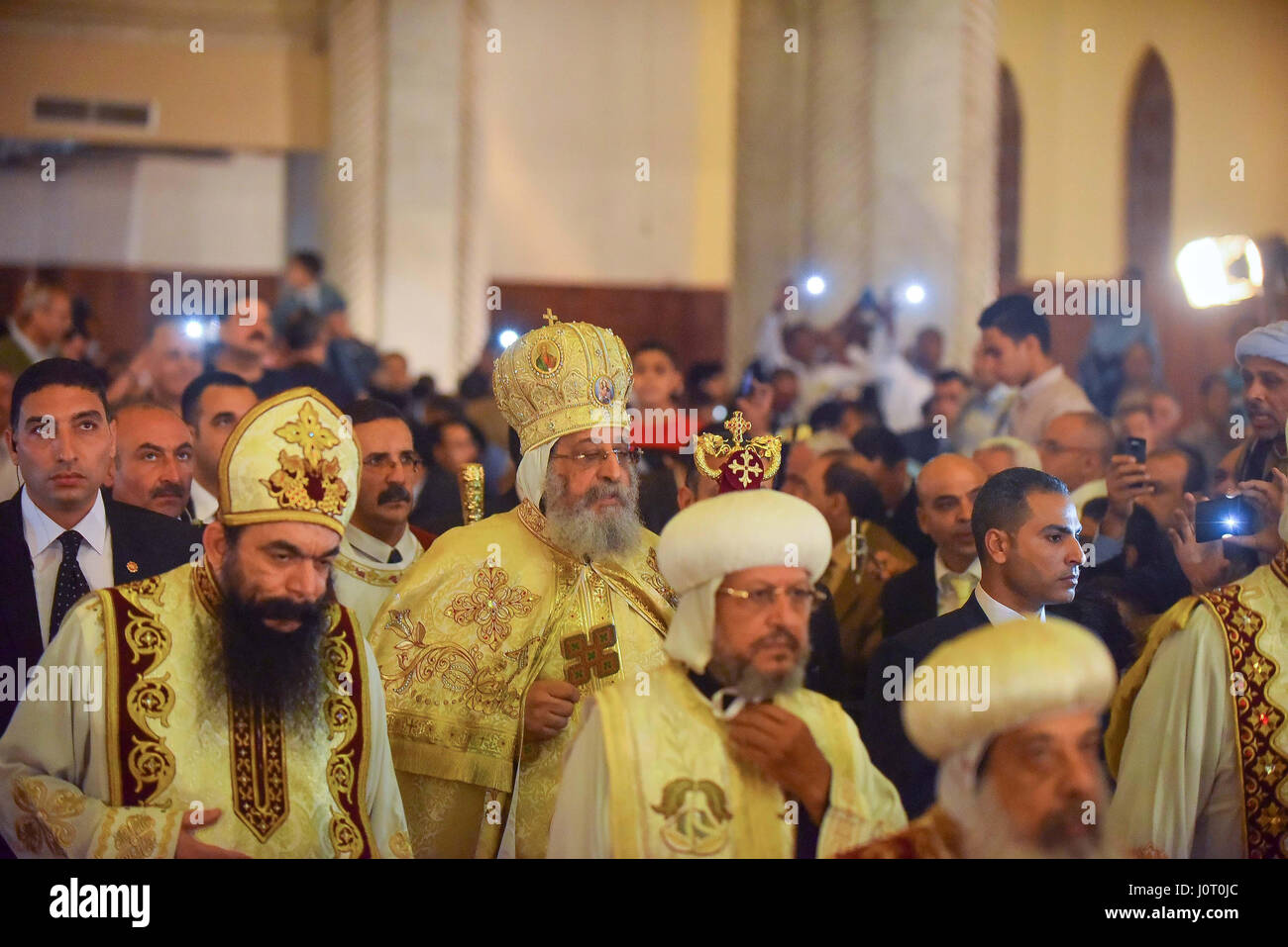 Cairo, Egypt. 15th Apr, 2017. Pope Tawadros II leads an Easter Eve mass ...