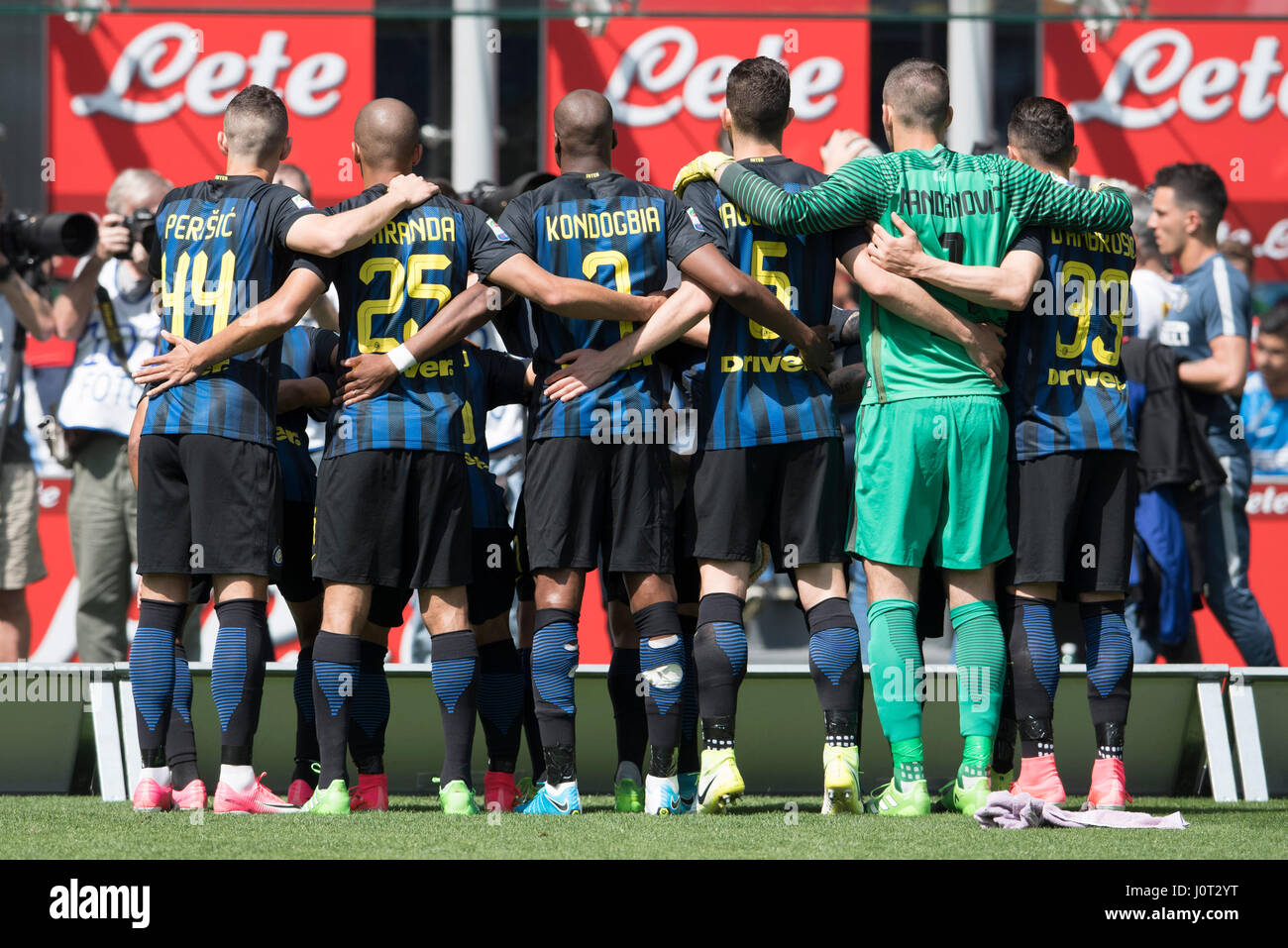 Milan, Italy. 15th Apr, 2017. Inter team group line-up Football/Soccer ...