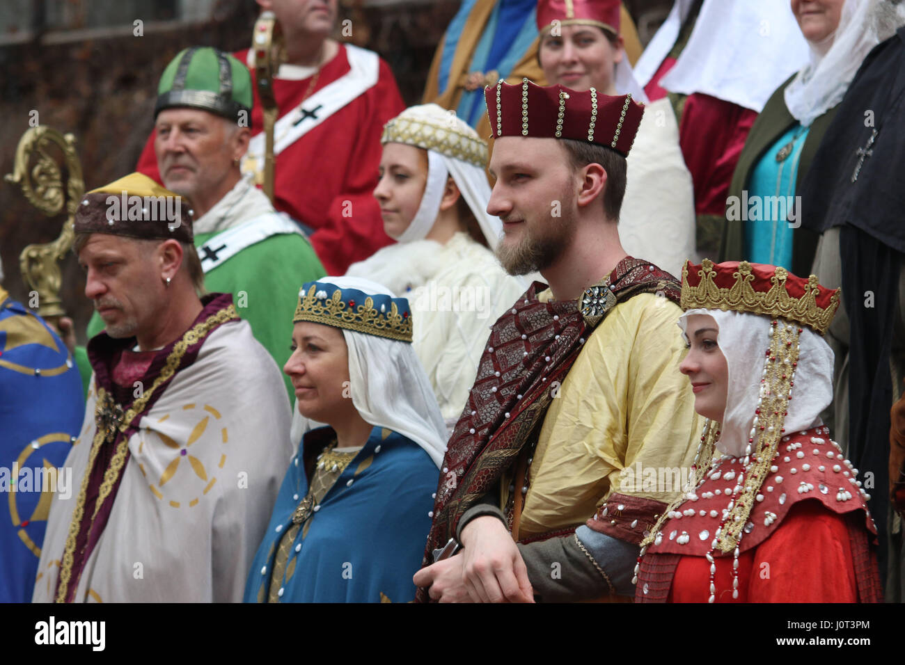 Reenactors in the historical costumes of german aristocratic families ...