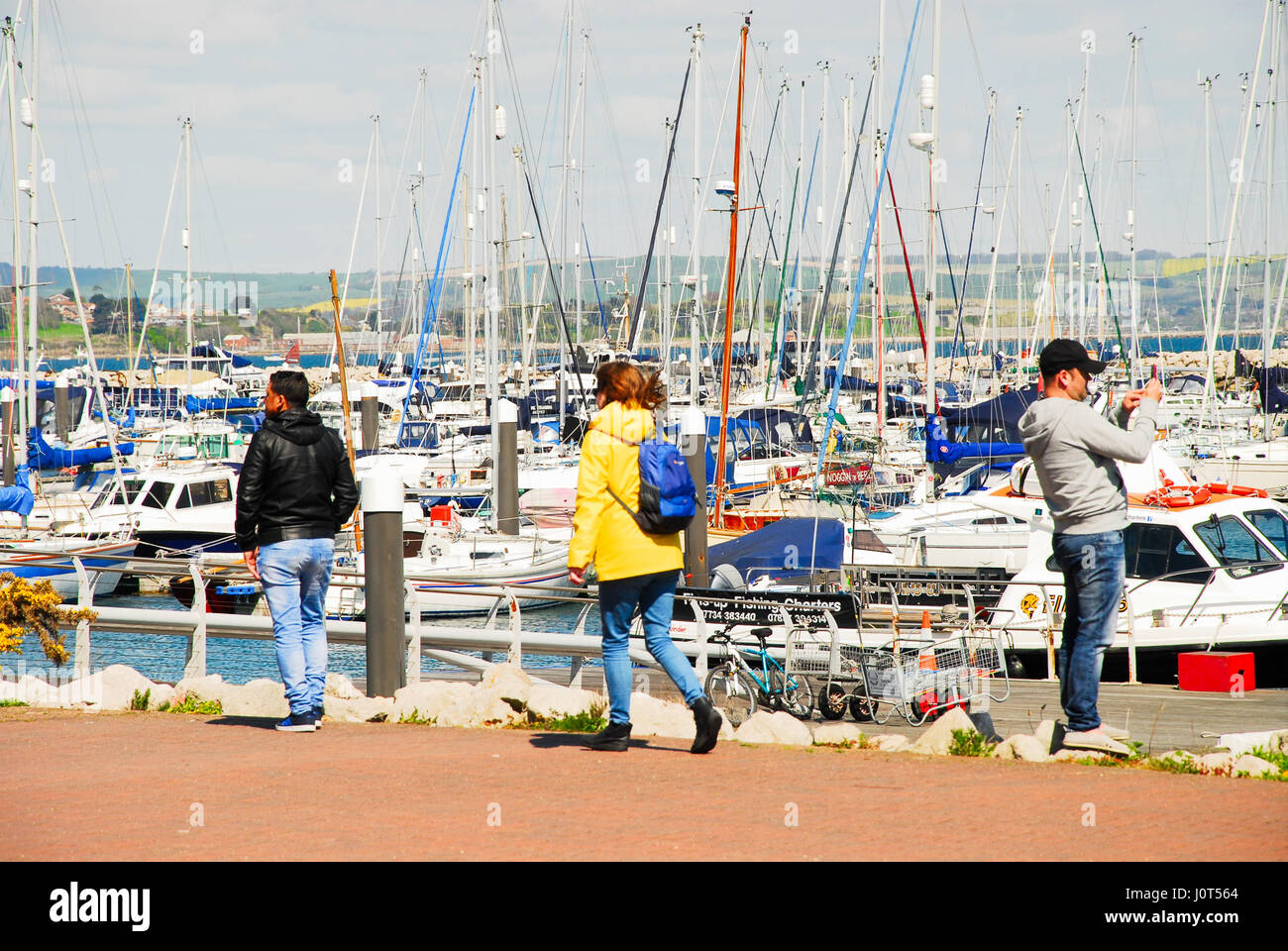 Portland Marina, UK. 16th Apr, 2017. People enjoy the sights and sounds ...