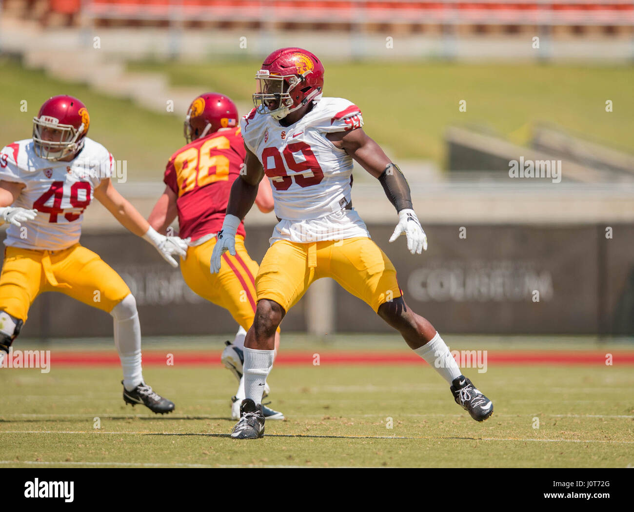 Los Angeles, CA, USA. 15th Apr, 2017. USC linebacker (99) Oluwole ...
