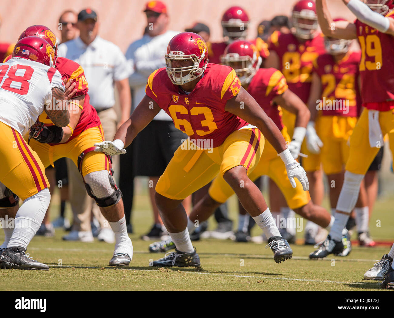 Los Angeles, CA, USA. 15th Apr, 2017. USC offensive lineman (63) Roy ...