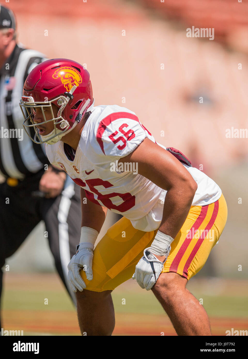 Los Angeles, CA, USA. 15th Apr, 2017. USC linebacker (56) Iosefa Jordan ...