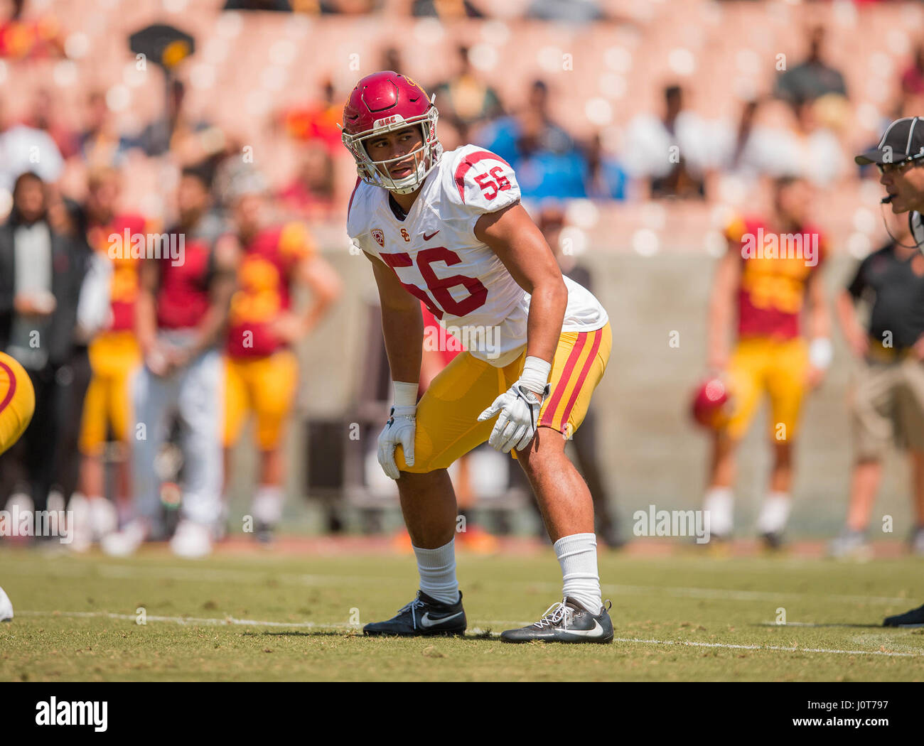 Los Angeles, CA, USA. 15th Apr, 2017. USC linebacker (56) Iosefa Jordan ...
