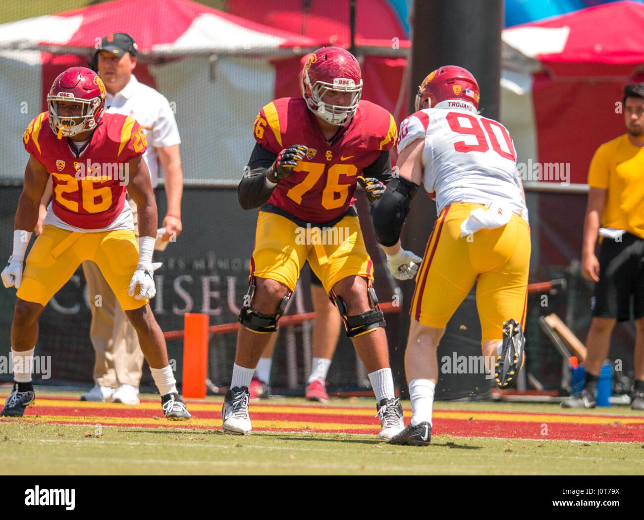 Los Angeles, CA, USA. 15th Apr, 2017. USC offensive lineman (76 ...