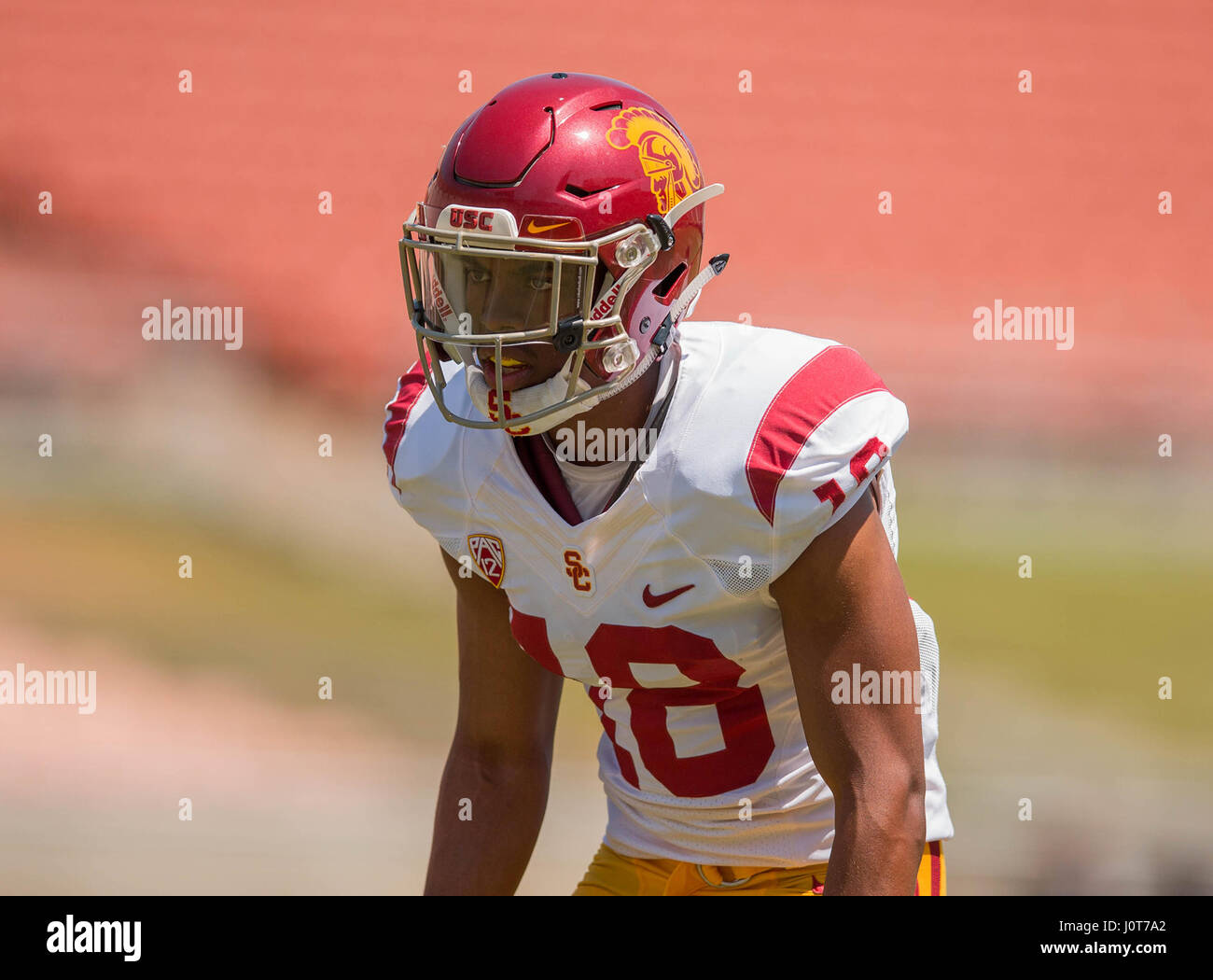 Los Angeles, CA, USA. 15th Apr, 2017. USC defensive back (18) Jalen ...
