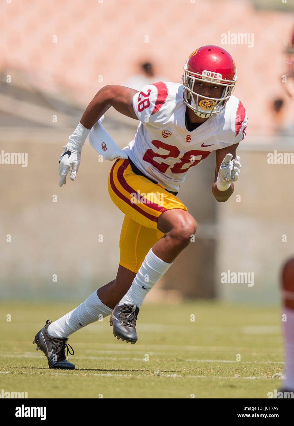 Los Angeles, CA, USA. 15th Apr, 2017. USC safety (28) C.J. Pollard ...