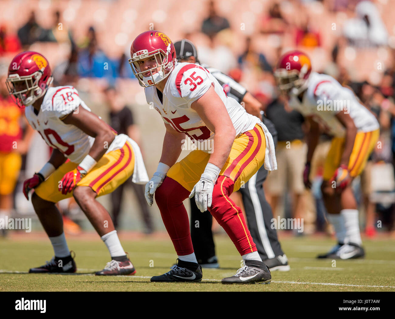 Los Angeles, CA, USA. 15th Apr, 2017. USC linebacker (35) Cameron Smith ...