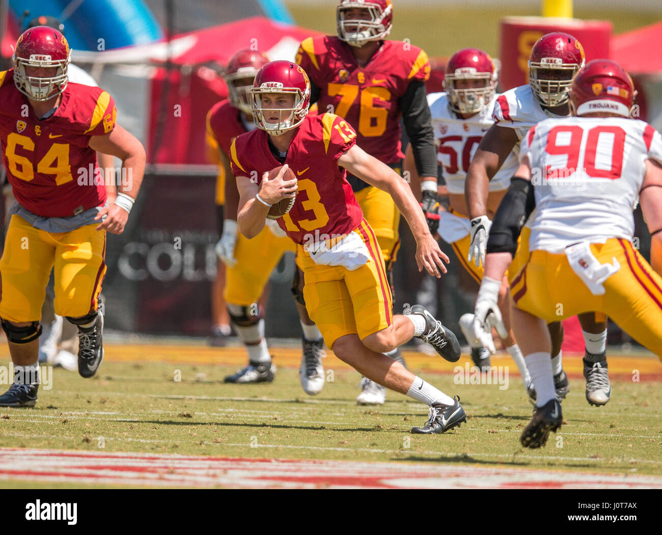 Los Angeles, CA, USA. 15th Apr, 2017. USC quarterback (13) Jack Sears ...