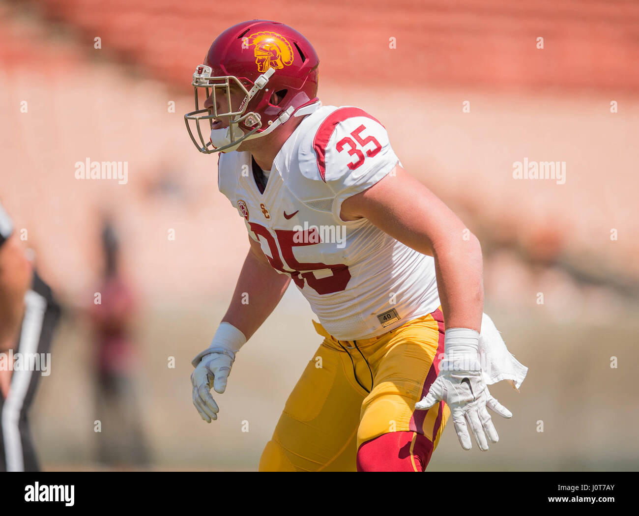 Los Angeles, CA, USA. 15th Apr, 2017. USC linebacker (35) Cameron Smith ...