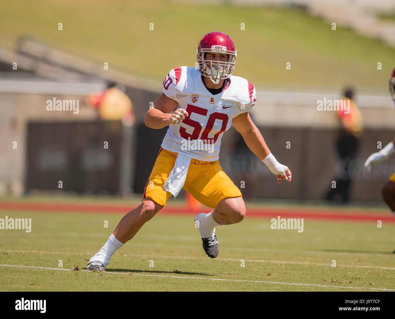 Los Angeles, CA, USA. 15th Apr, 2017. USC linebacker (50) Grant Moore ...
