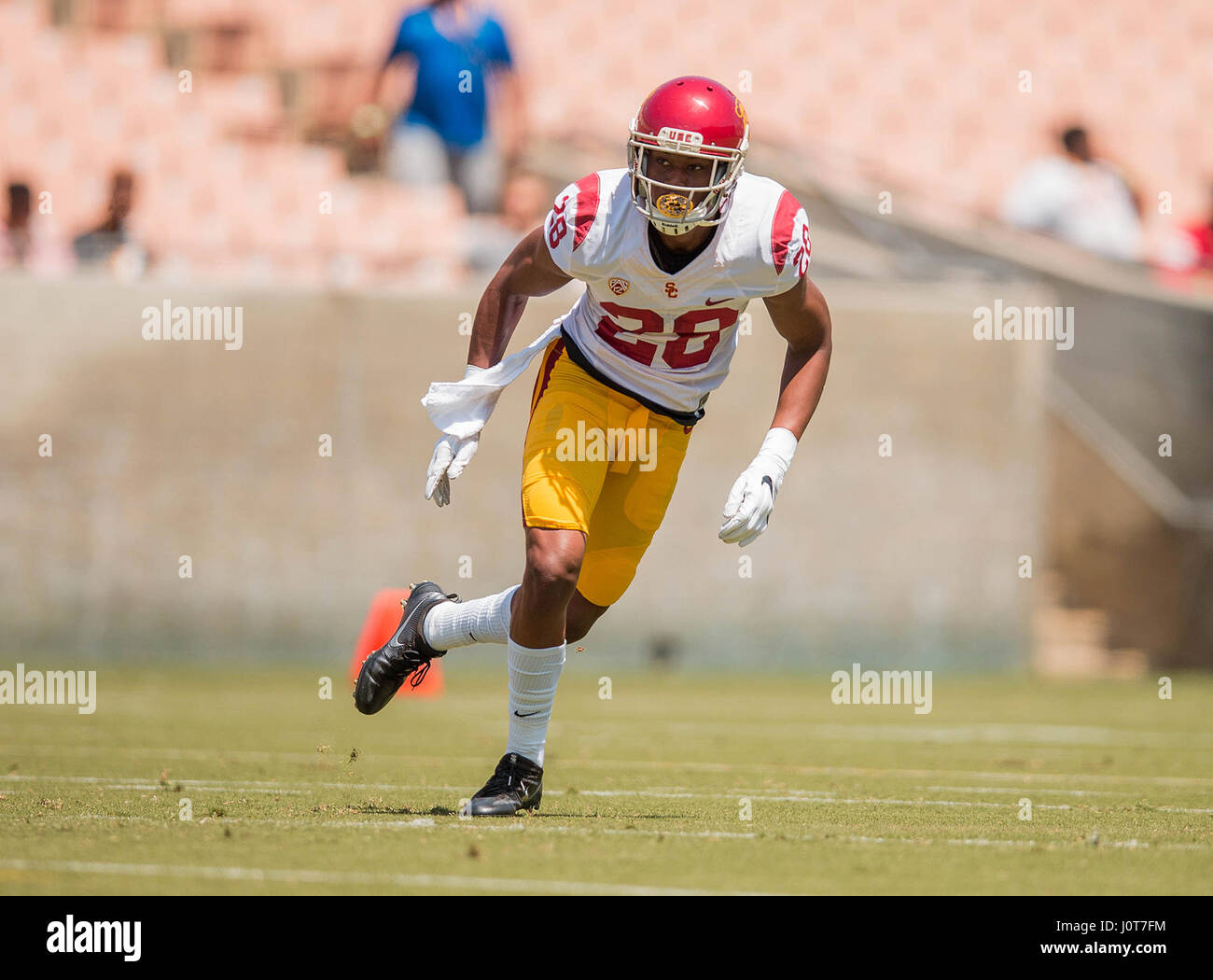 Los Angeles, CA, USA. 15th Apr, 2017. USC safety (28) C.J. Pollard ...