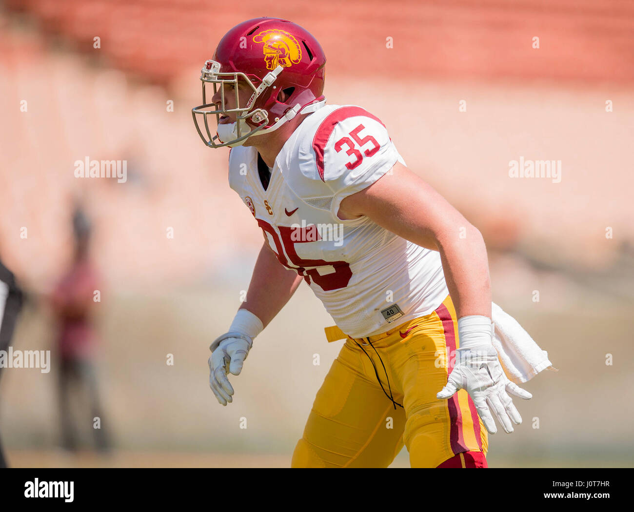 Los Angeles, CA, USA. 15th Apr, 2017. USC linebacker (35) Cameron Smith ...