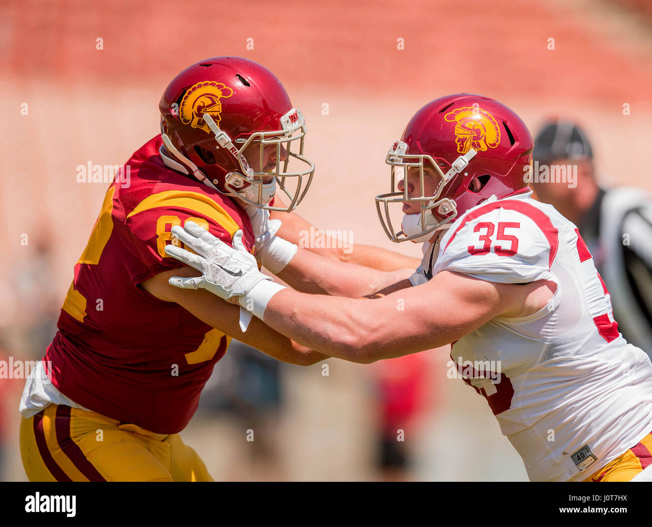 Los Angeles, CA, USA. 15th Apr, 2017. USC linebacker (35) Cameron Smith ...