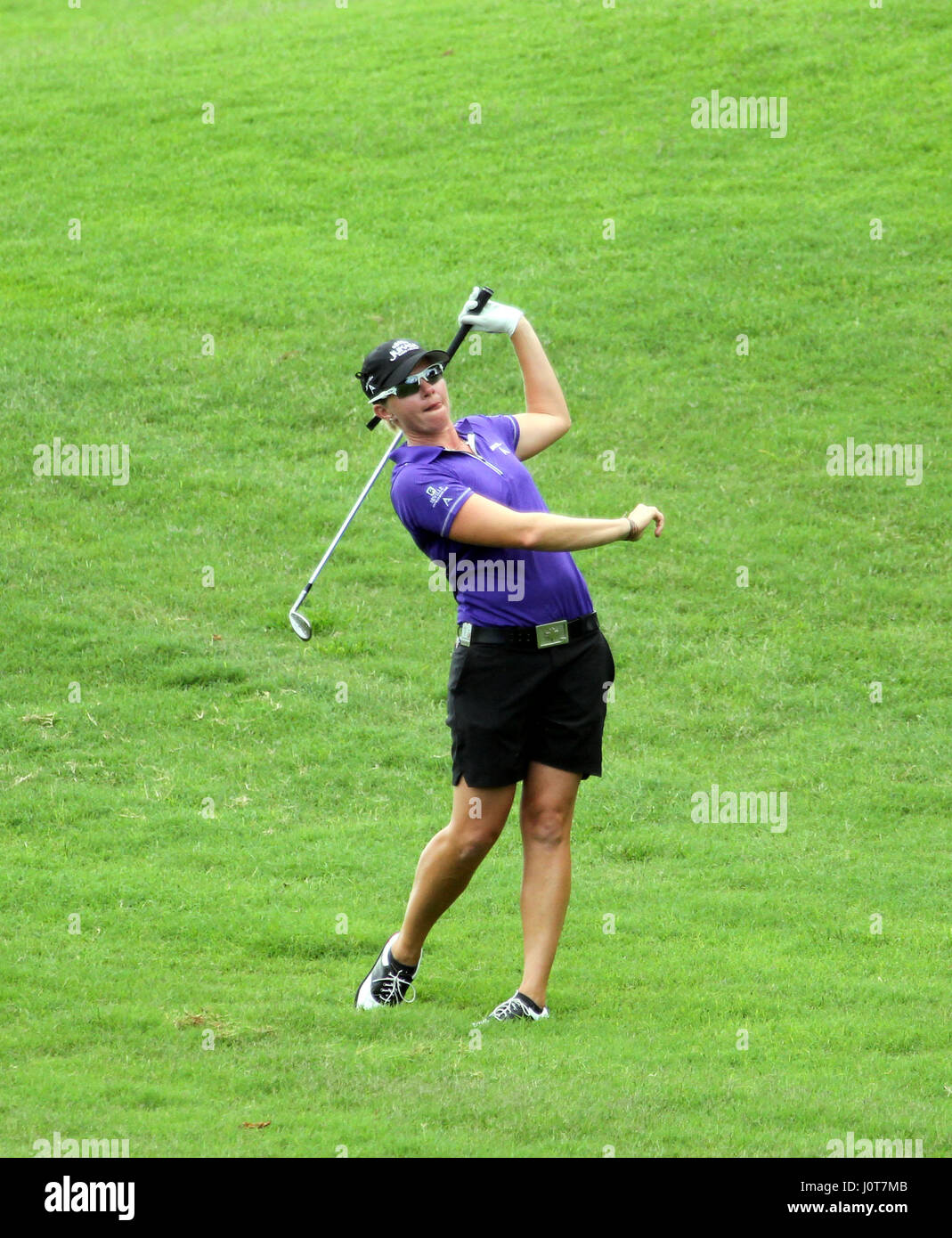 April 15, 2017 - Alena Sharp hits from the 13th hole during action at ...