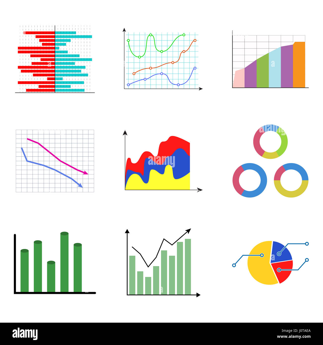 Collection of color diagram and charts. Set of chart for presentation ...