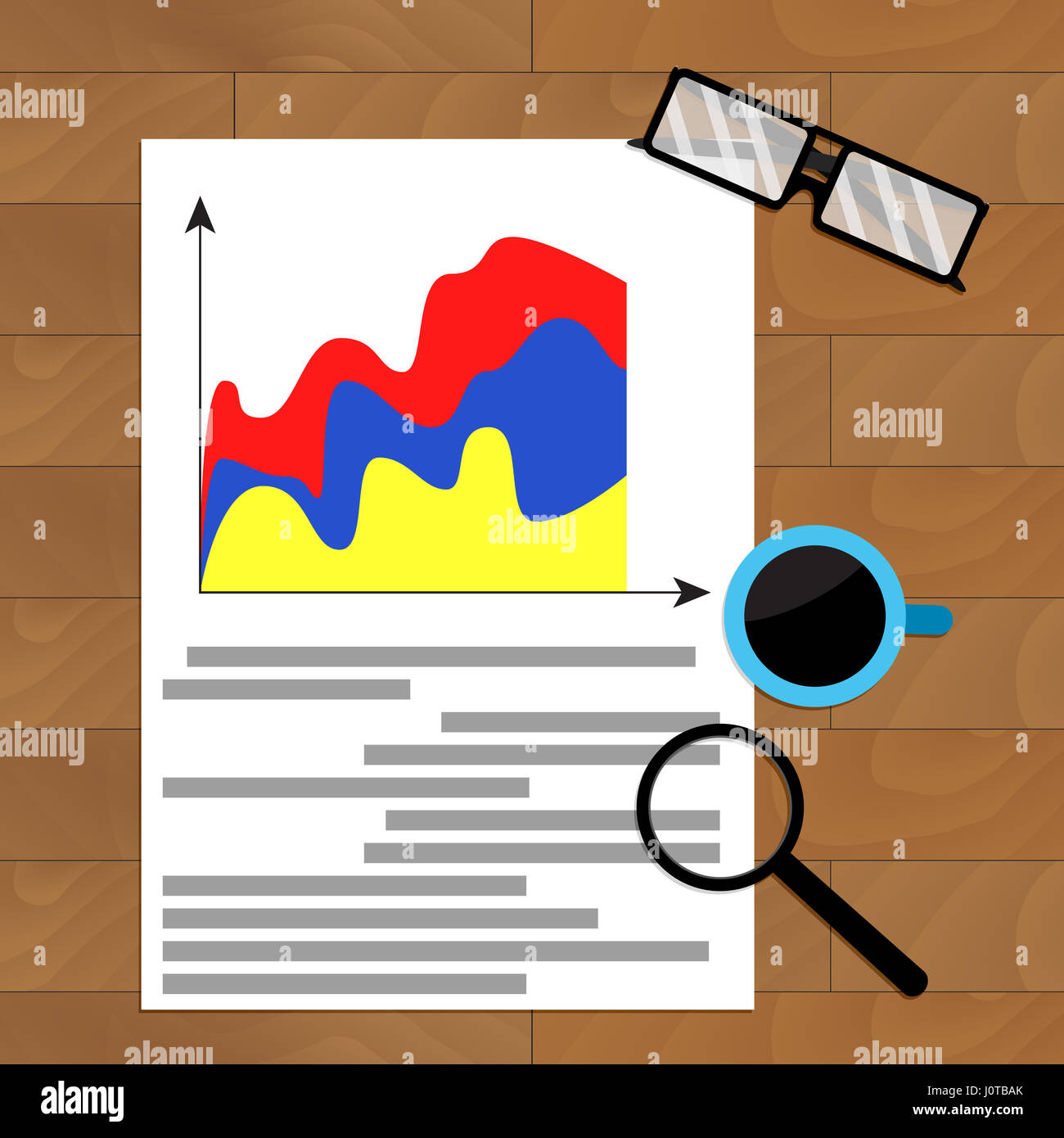 Business report marketing result, economic graph vector workplace ...