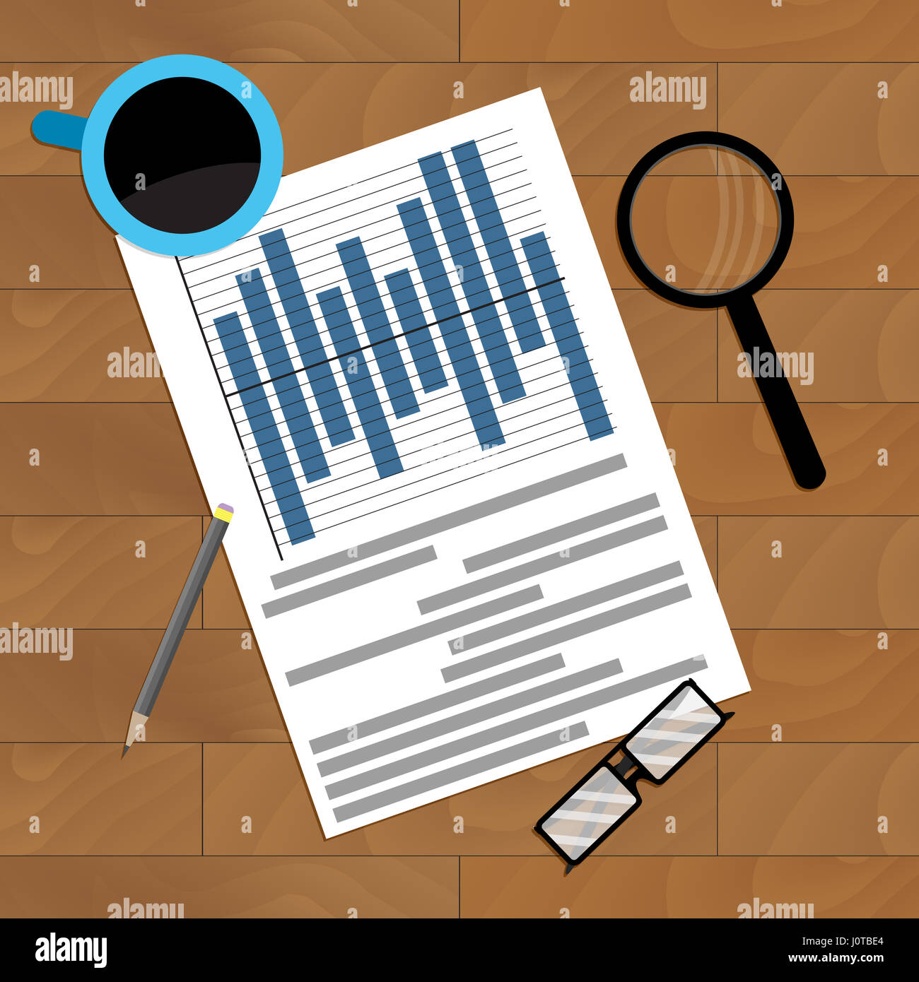 Workplace with diagram and infochart, report presentation file ...
