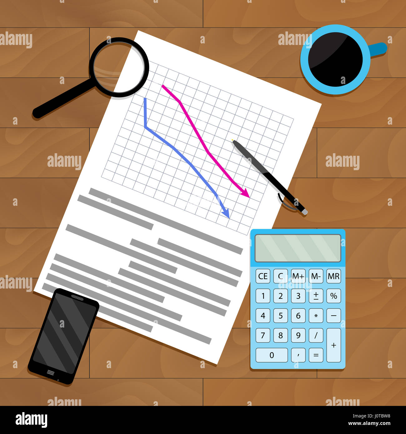 Analytics result chart, vector economy research information ...