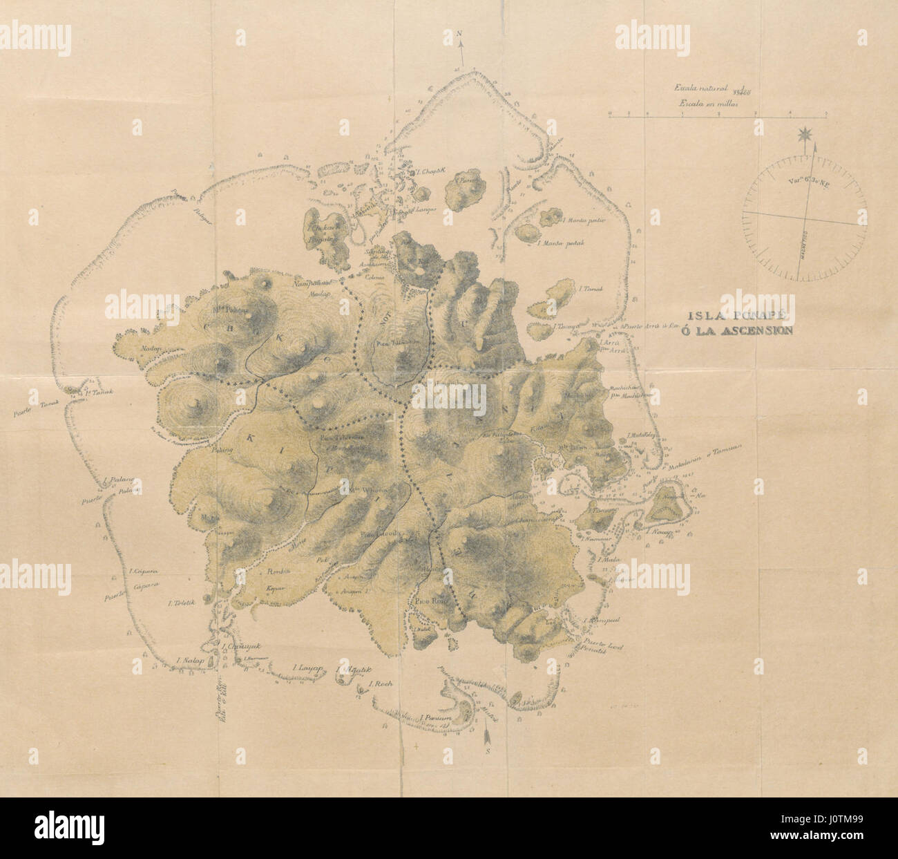 An image from a work on the Carolinas, focusing on Ponape Island ...