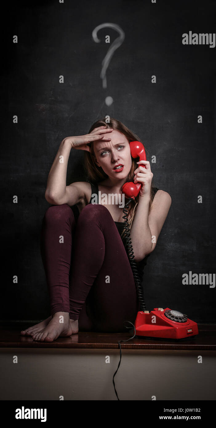 Confused woman on the phone Stock Photo - Alamy