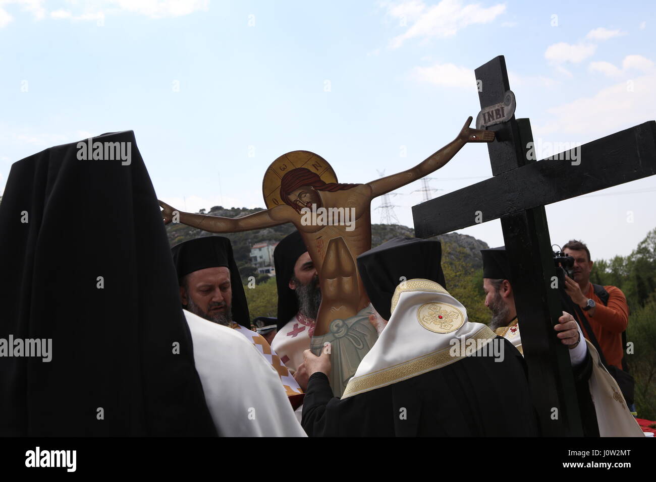 Athens, Greece. 14th Apr, 2017. The custom of the apokathelosis of ...