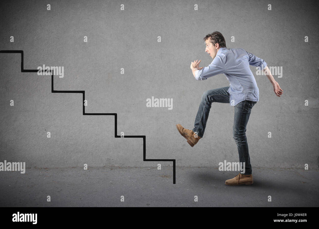 Man walking up on drawn stairs Stock Photo - Alamy