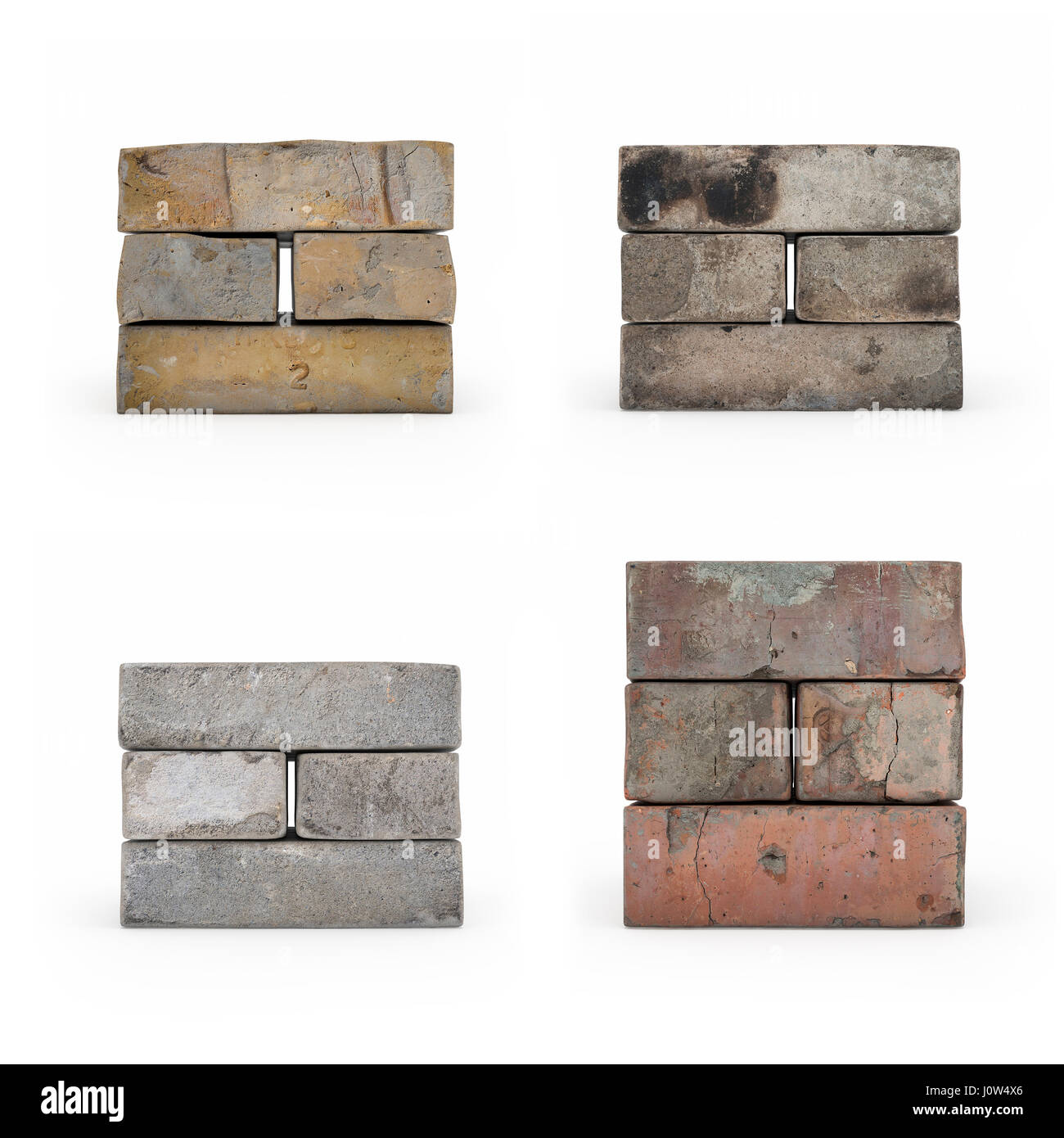 Set of brickwork isolated 3d rendering on white background Stock Photo ...