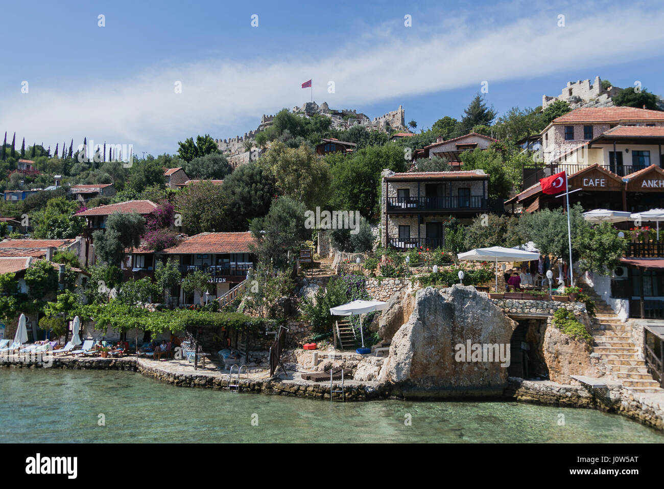 SIMENA, TURKEY - MAY 20 : Kalekoy Simena settlement in Uchagiz bay of ...