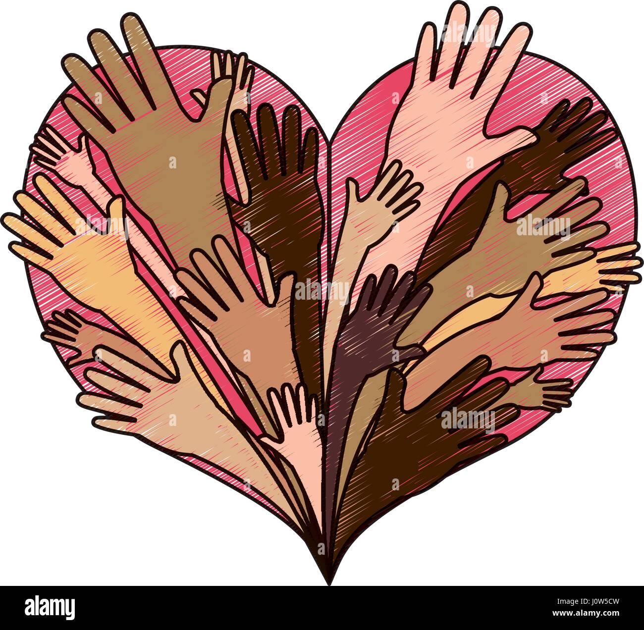 Crowd hands heart sign Stock Vector Images - Alamy