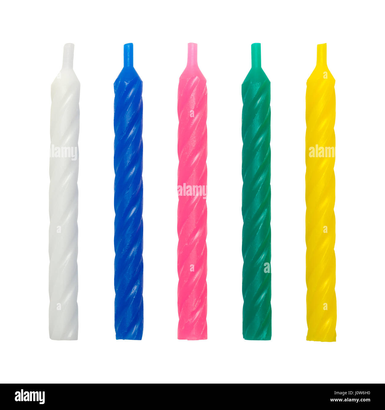 Five Spiral Cut Wax Birthday Candles Cut Out Stock Photo - Alamy