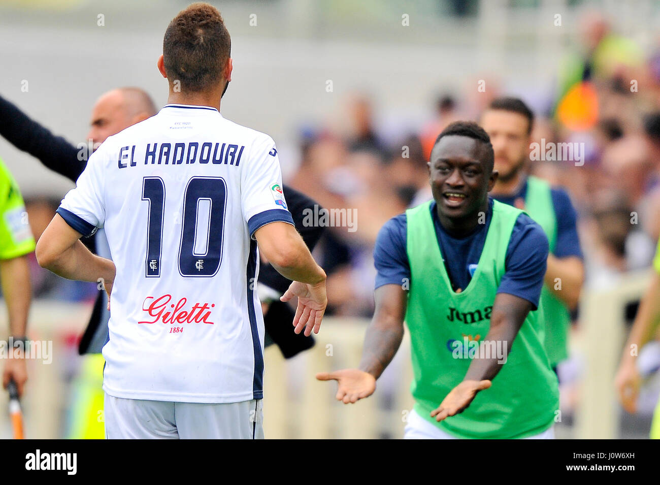 Florence, Italy. 15th Apr, 2017. Empoli F.c.'s Omar El Kaddouri (L ...