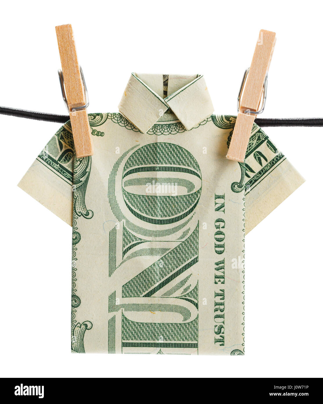 Money Shirt Hanging Out to Dry Isolated on White Background Stock Photo ...