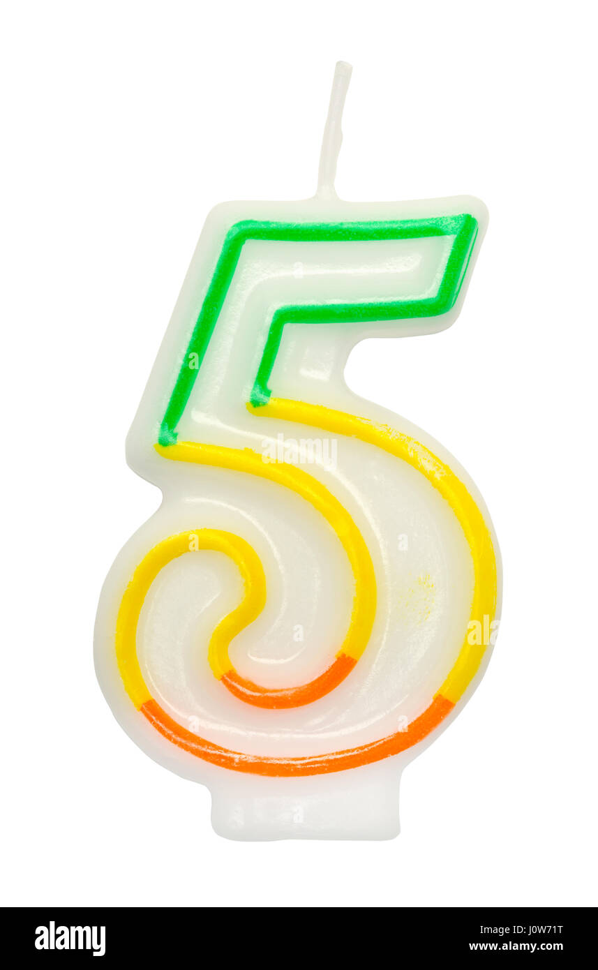 Large Number Five Bithday Candle Cut Out Stock Photo - Alamy