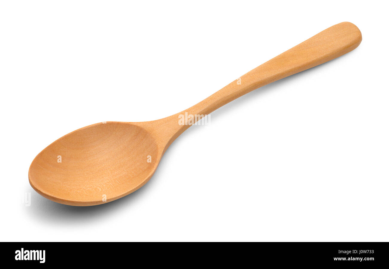 Single Wooden Spoon Isolated on White Background Stock Photo - Alamy
