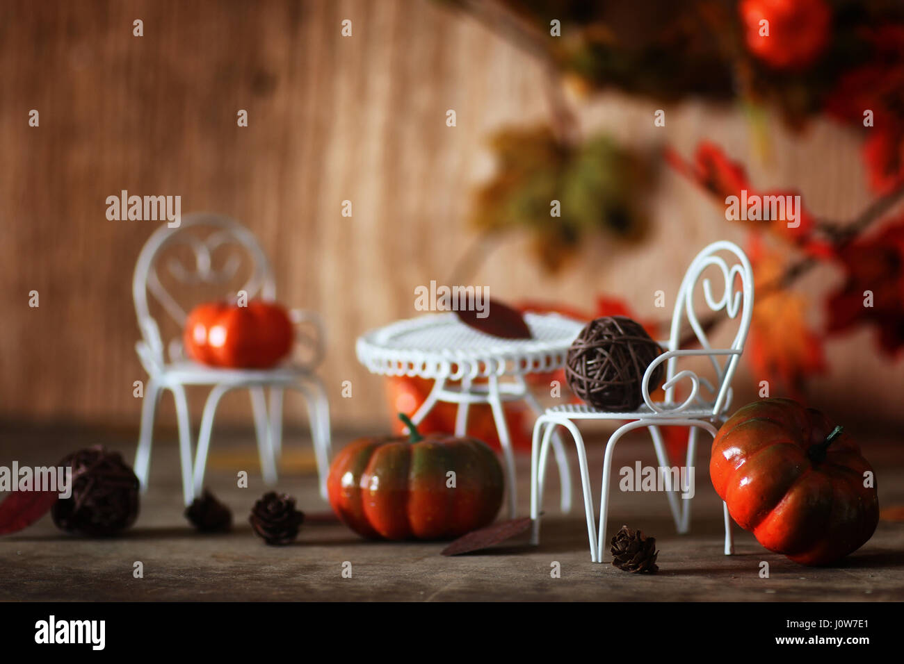 fresh pumpkin in interior wooden room on chair Stock Photo - Alamy