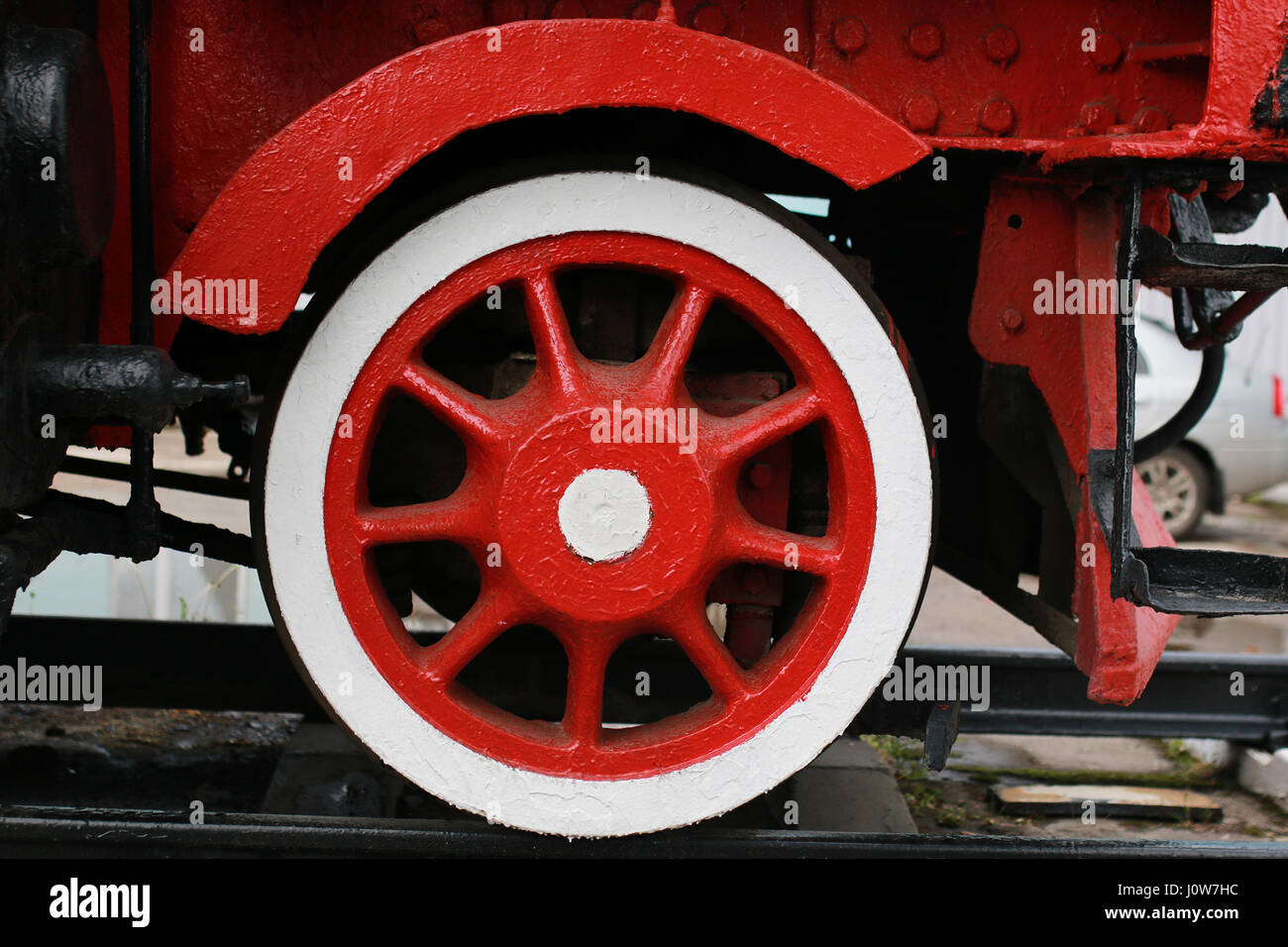 Details of the metal parts of vintage railway train Stock Photo - Alamy