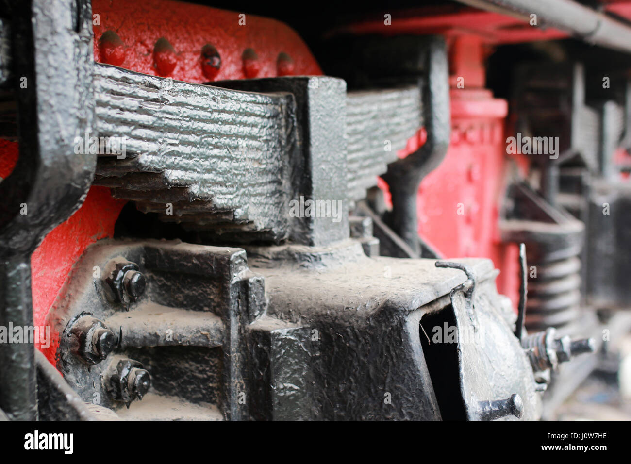 Details of the metal parts of vintage railway train Stock Photo - Alamy