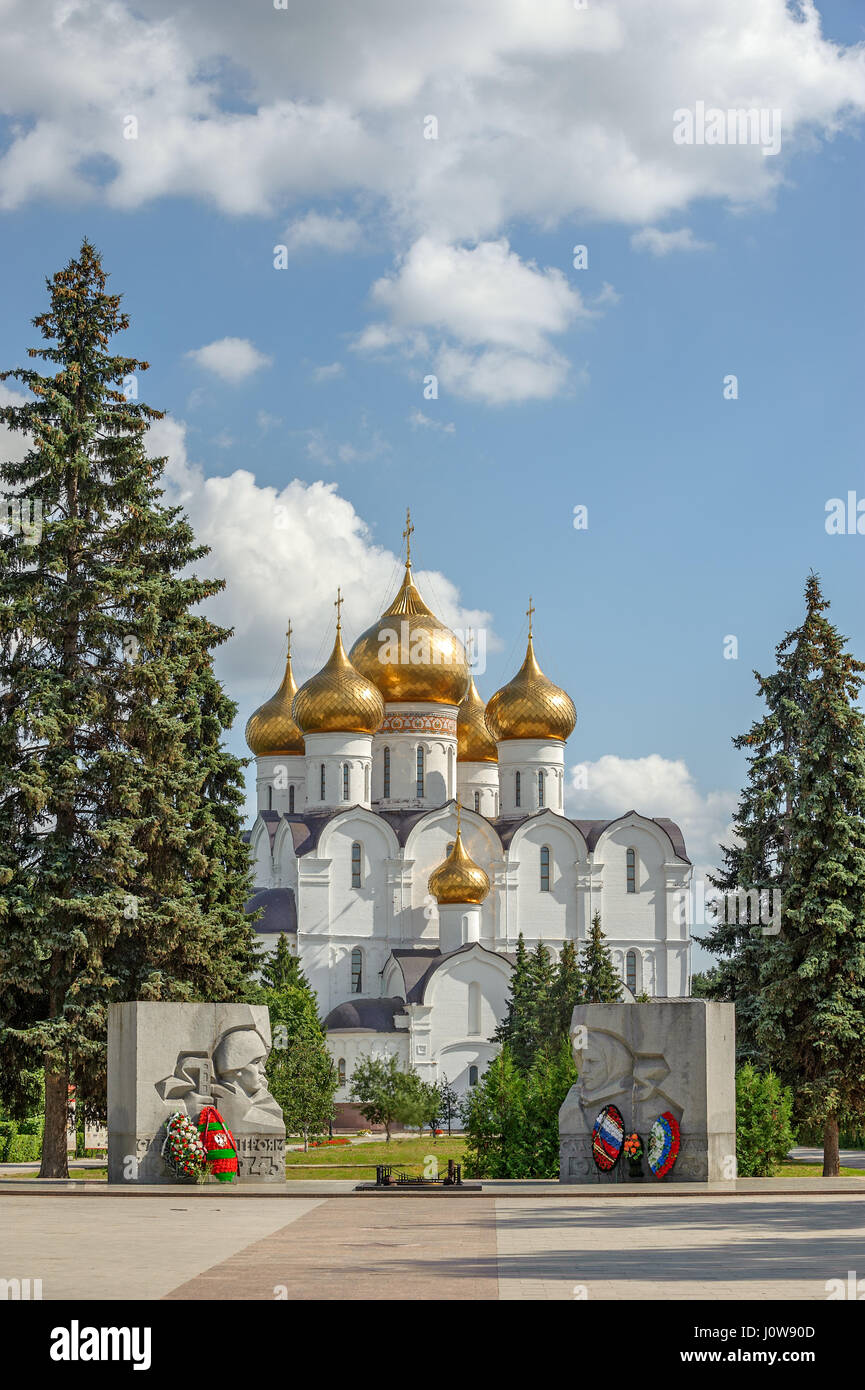 Orthodox cathedral and war memorial in Yaroslavl. Russia Stock Photo ...