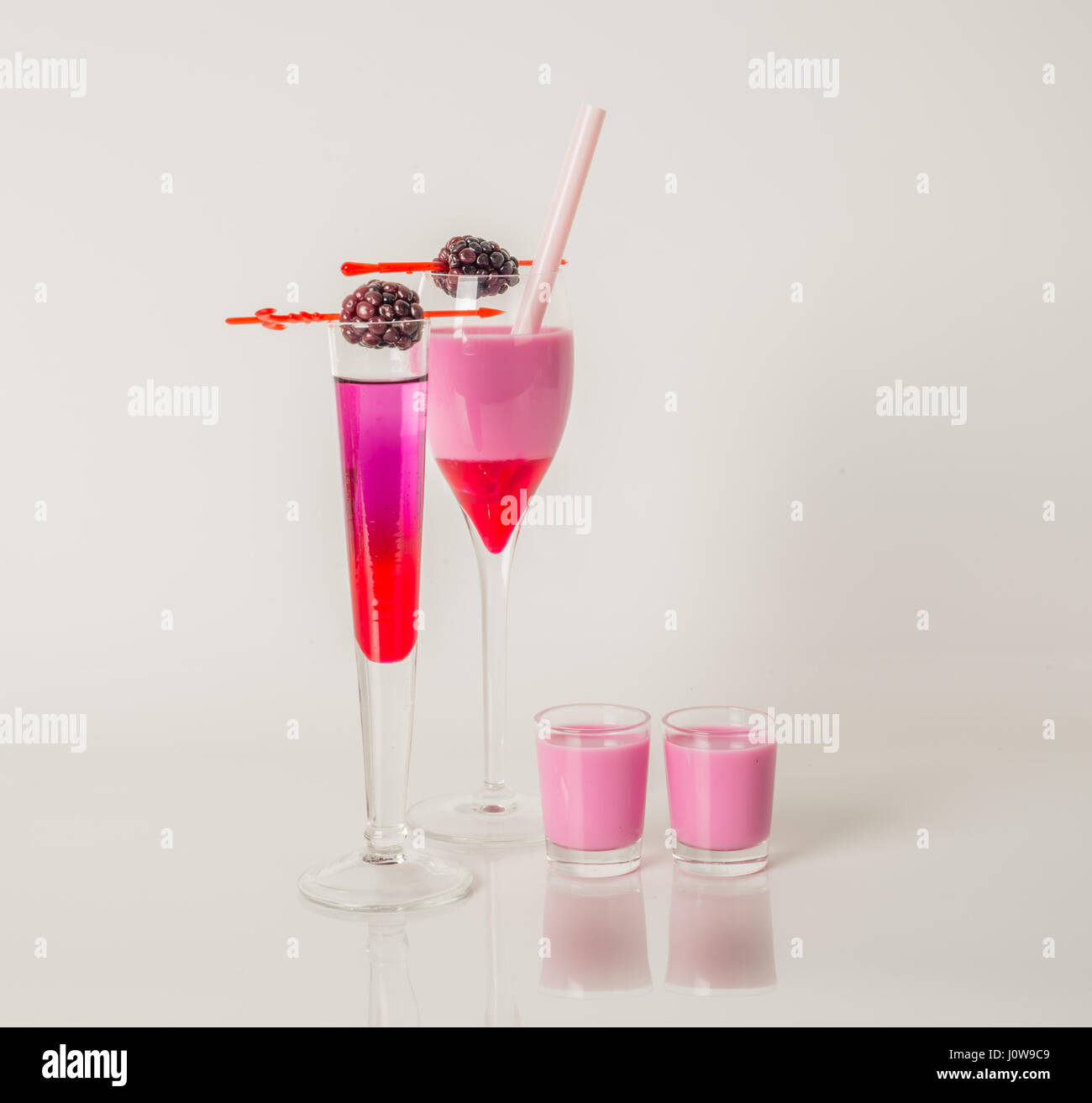 Colorful set of drinks, color drink decorated with fruit, sunglasses ...