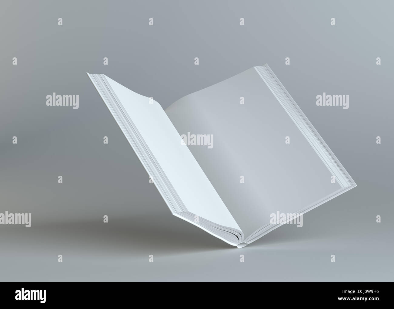 White empty open book on gray background Stock Photo - Alamy