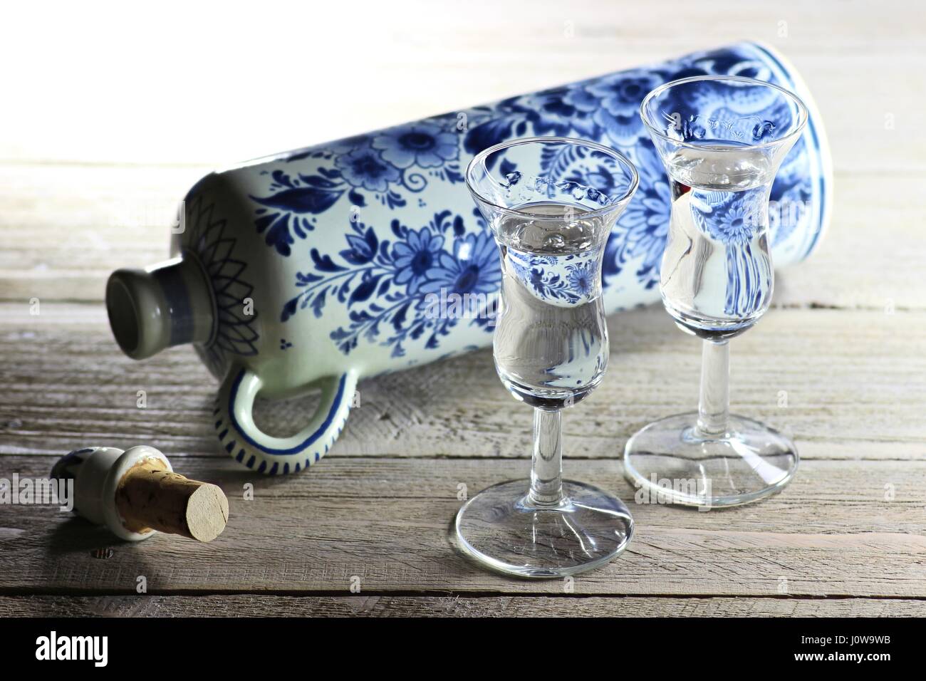 Dutch Genever traditionally served in tulip-shaped glasses Stock Photo ...