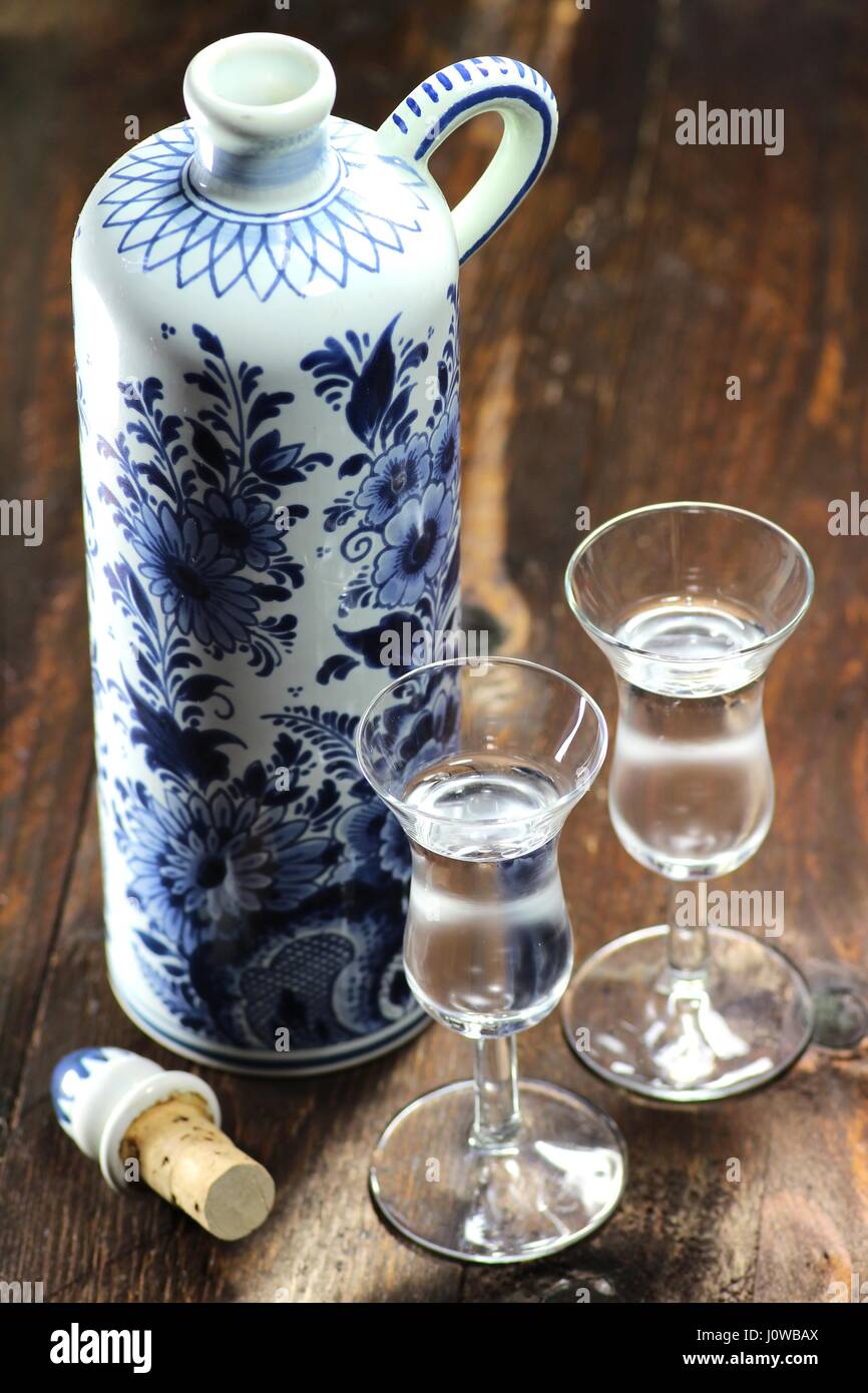 Dutch Genever traditionally served in tulip-shaped glasses Stock Photo ...